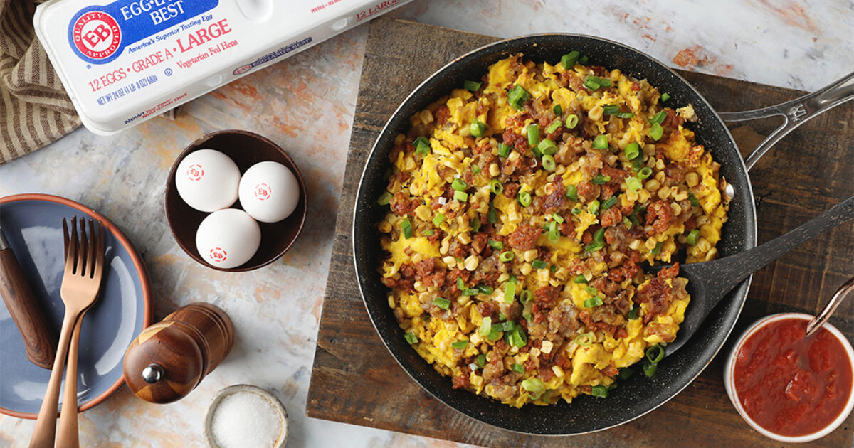 Hash with Corn, Chorizo and Eggs Recipe | Eggland's Best