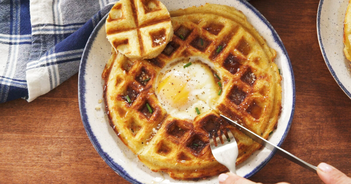 Savory Parm Waffle Egg In A Hole Recipe | Eggland's Best
