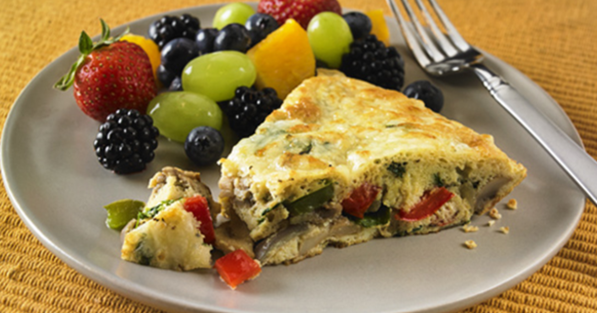 Cheese & Vegetable Frittata with Fruit Salad Recipe | Eggland's Best