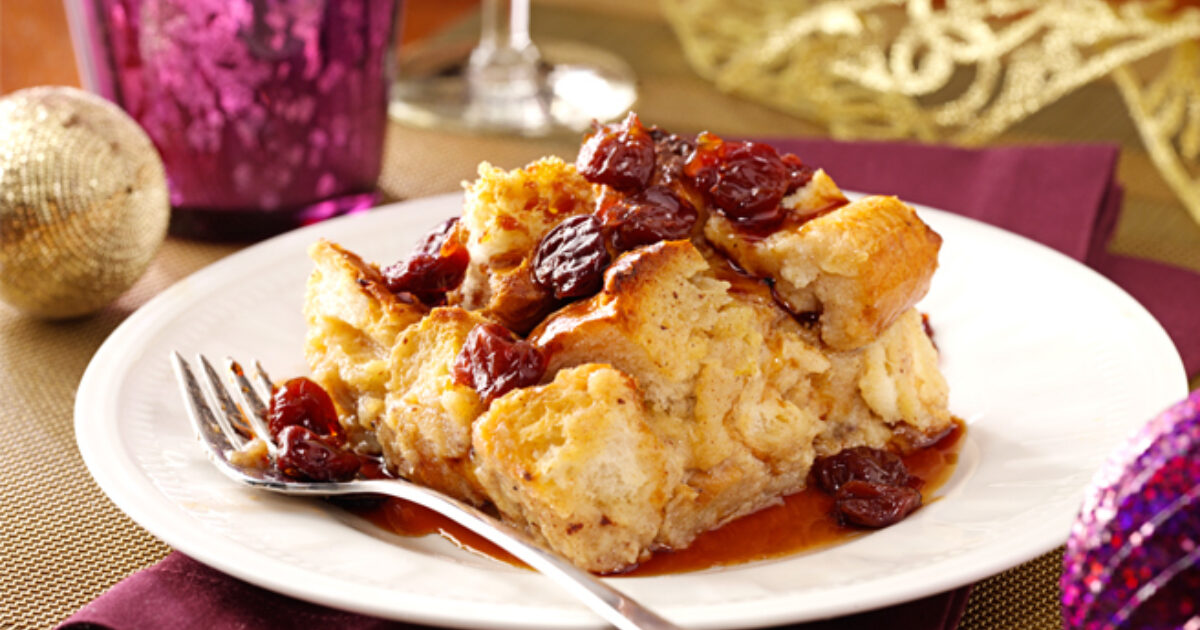 White Chocolate Bread Pudding with Tart Cherry Sauce | Eggland's Best